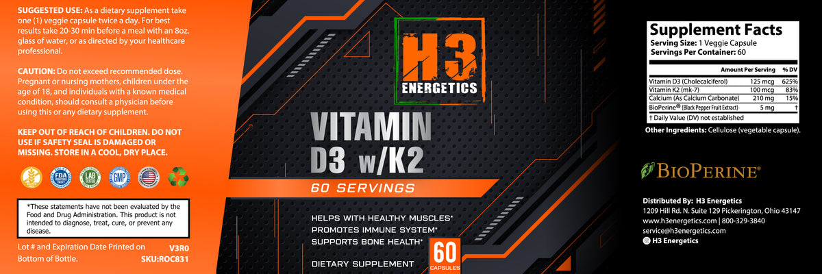 Vitamin D3 w/K2 – H3 Energetics